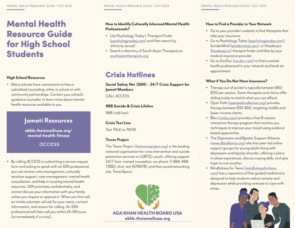 Mental Health Resource Guide for High School Students - Aga Khan Health ...