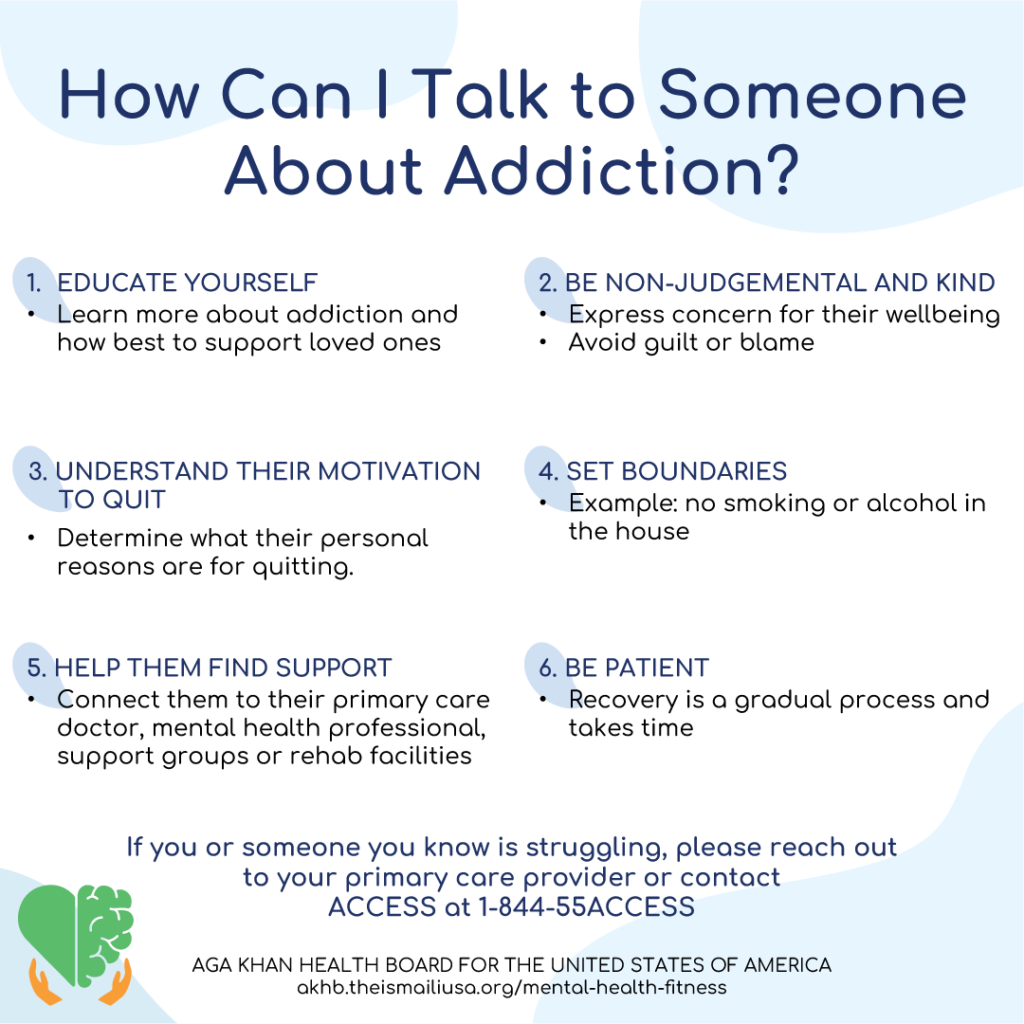 How Can I Talk to Someone About Addiction - Aga Khan Health Board USA